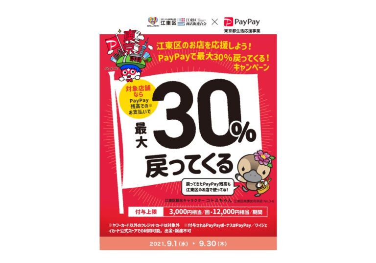 還元率は30％！江東区、PayPayでのキャッシュバックを実施へ 還元上限は12,000ポイント！ | とよすと - 毎日更新！豊洲エリアの今がわかる地域情報サイト